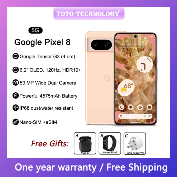 Google Pixel 8 - 6.2 inches Android Smartphone / Advanced Pixel Camera /Google Tensor G3/4575 ...