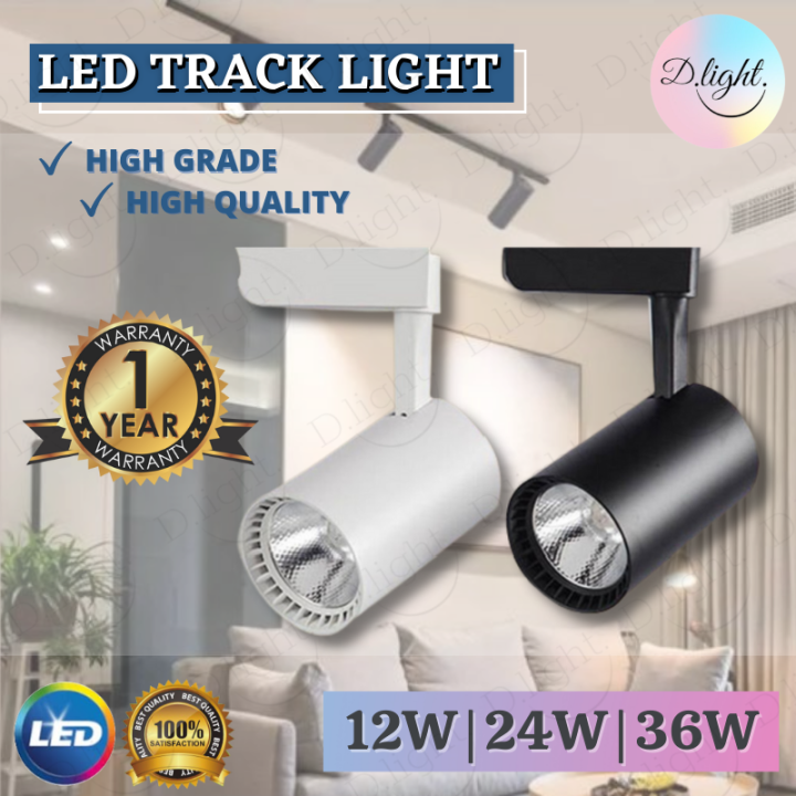 LED Rail Track Light Black White 12W / 24W / 36W COB Spotlight ...