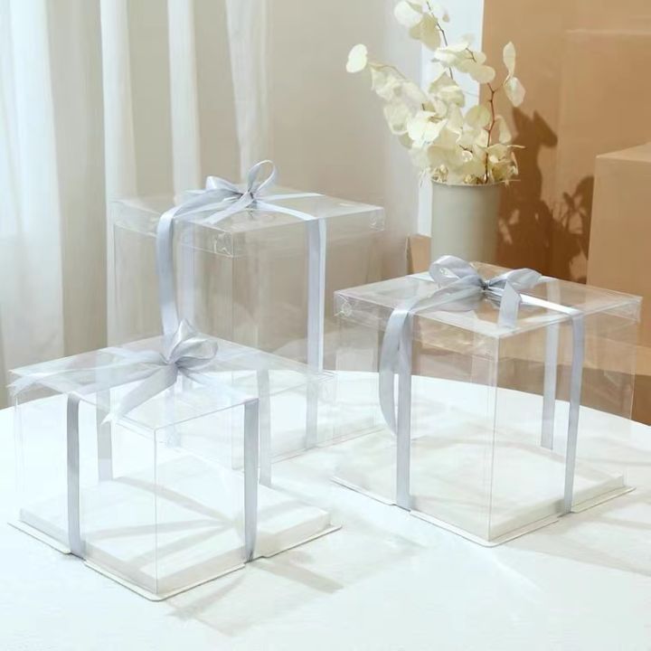 Square clear cake box And Base Plastic Rectangle Cake Packaging Box ...