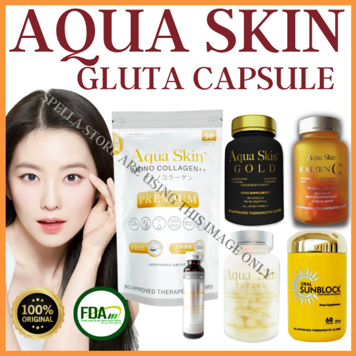 AQUA SKIN Whitening Glutathione Capsule Reduce Stress Glowing Skin ...