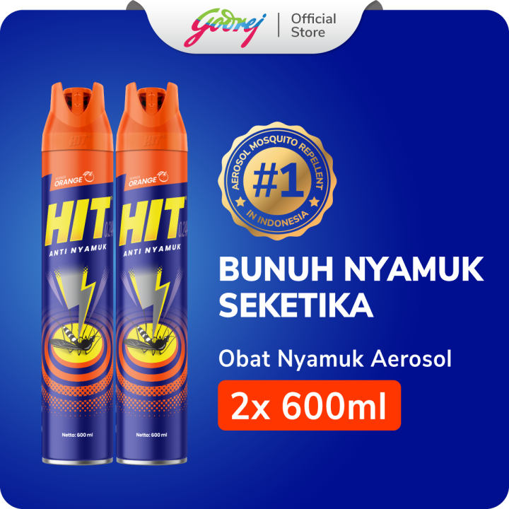 [Paket isi 2] Hit Aerosol Orange 600ml - Bunuh Nyamuk Penyebab Demam ...