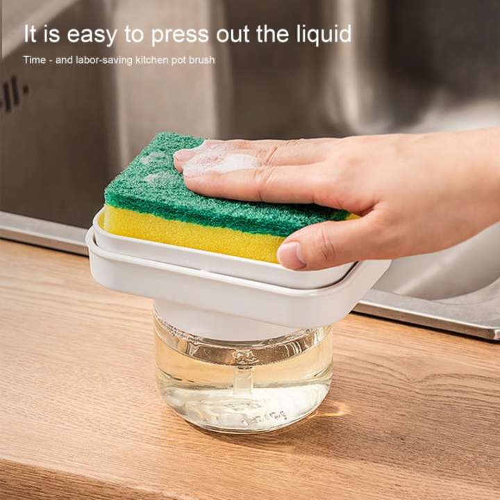 Portable Detergent Dispenser Set For Kitchen Dish Soap Box With Sponge ...