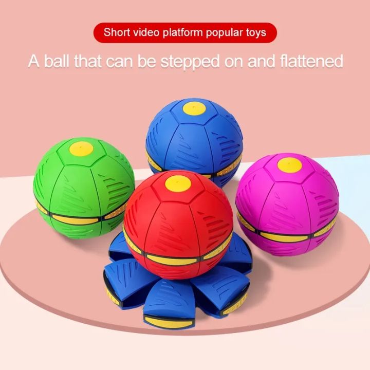 （With 3 lights）Elastic treading ball deformed flying saucer ball foot ...