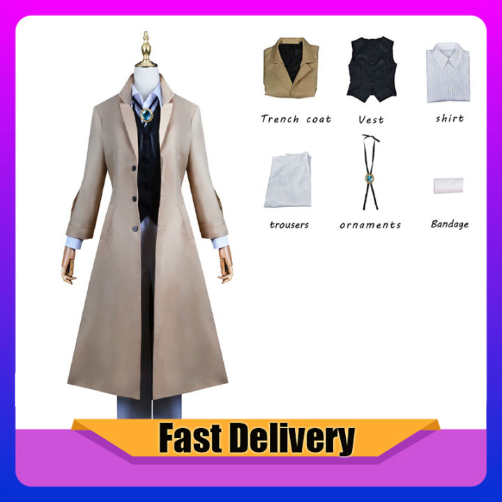 Anime Bungo Stray Dogs Dazai Osamu Cosplay Costume Jacket Coat Suit ...