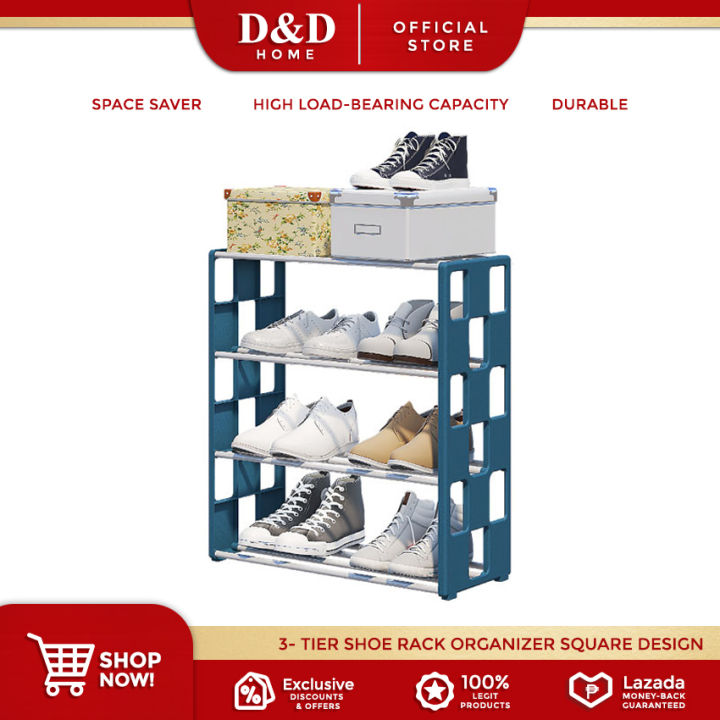D&D Home | 3-Tier SQUARE Shoe Rack Organizer ( Square Design ) | Lazada PH