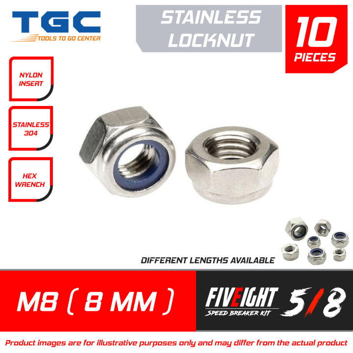 10PCS Five Eight Speed SS Lock Nut M8 x 1.25 pitch tuerca 8 mm ( 8mm ...