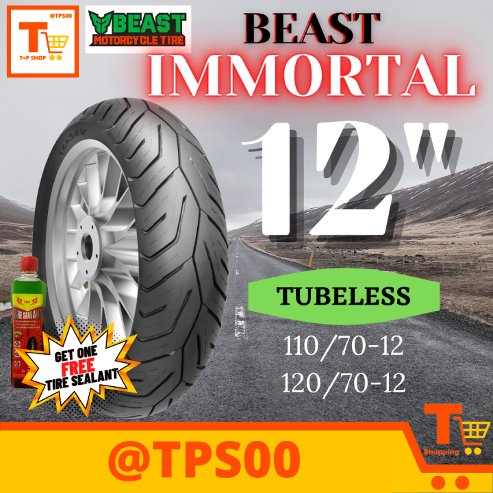 BEAST TUBELESS TIRE IMMORTAL BLACK BY 12 (PB) | Lazada PH