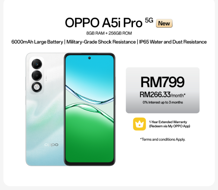 OPPO A5i Pro 5G 8GB RAM | 256GB ROM | IP65 Water and Dust Resistance ...