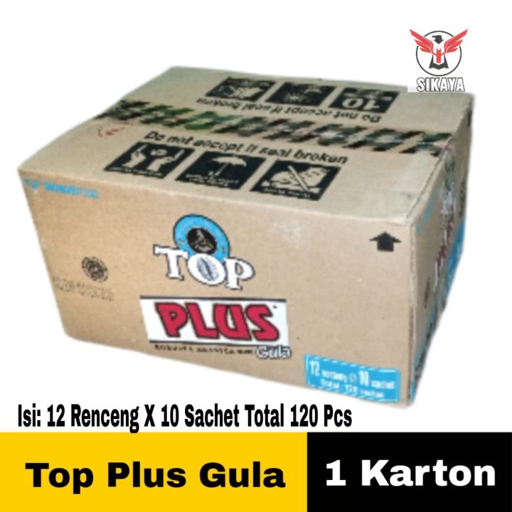 1Dus Kopi Top Plus Gula Karton Isi 12 Renceng X 10 Sachet Total 120 Pcs ...