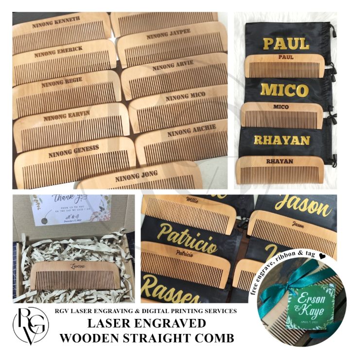 Laser Engraved Wooden Straight Hair Comb Personalized | Lazada PH