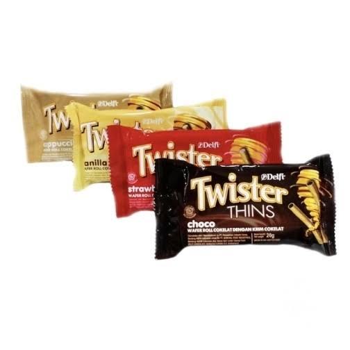 Wafer roll cokelat Twister thins Delfi ( 1 pak isi 12 ) coklat enak dan ...