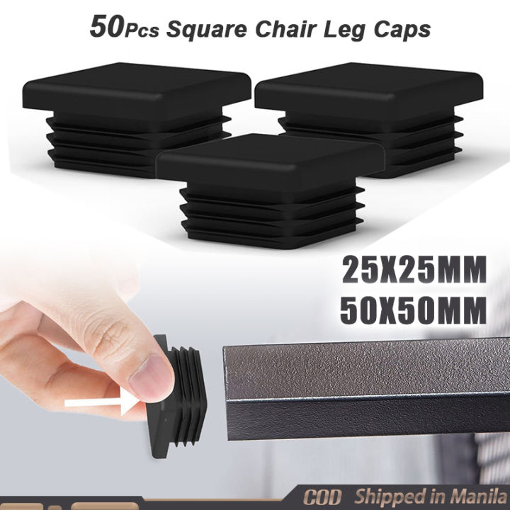 50Pcs Square Chair Leg Caps Plastic Square Tube Rectangular Tube Square ...