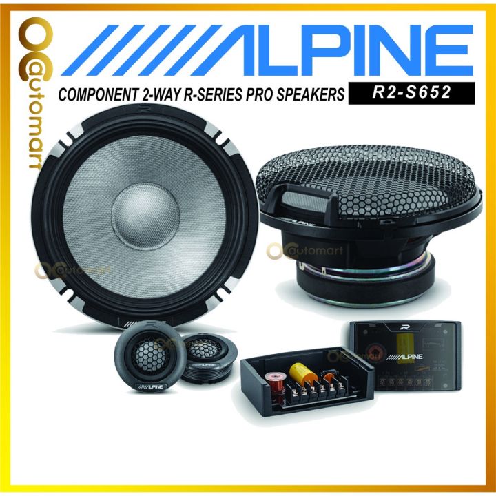 Alpine R2-S652 6.5" Inch COMPONENT 2-WAY R-SERIES PRO SPEAKERS 300 ...