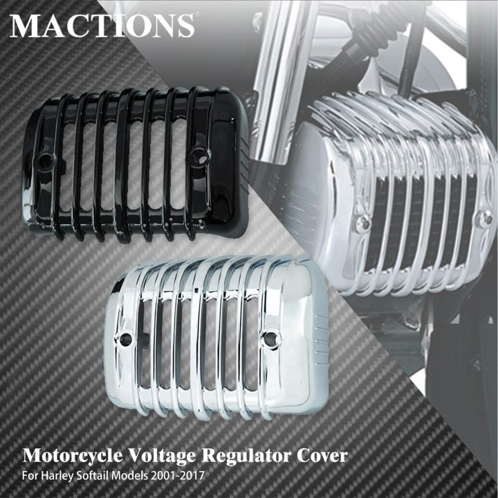 Motorcycle Regulator Cover Fai Plastic Black/Chrome For Harley Softail ...