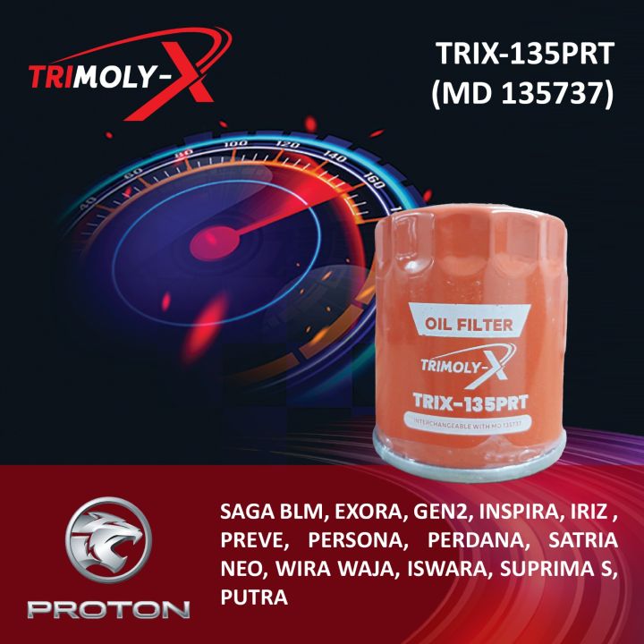 TRIMOLY-X TRIMOLYX Oil Filter TRIX-135PRT PROTON Inspira Exora Perdana ...