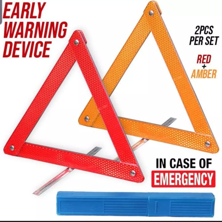 EARLY WARNING DEVICE TRIANGLE SIGN FOR EMERGENCY 1 SET 2PCS | Lazada PH