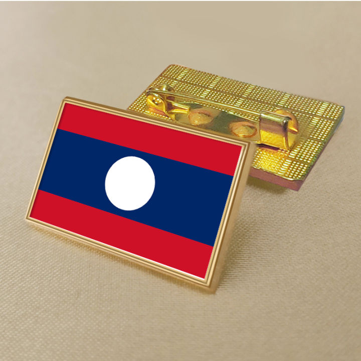 Laos flag pin 2.5*1.5cm zinc alloy die-cast PVC colour coated gold ...