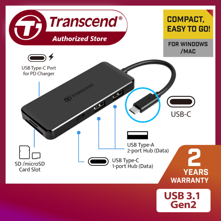 Transcend HUB5C 6-in-1 USB 3.1 Gen 2 Type-C Hub | Lazada PH