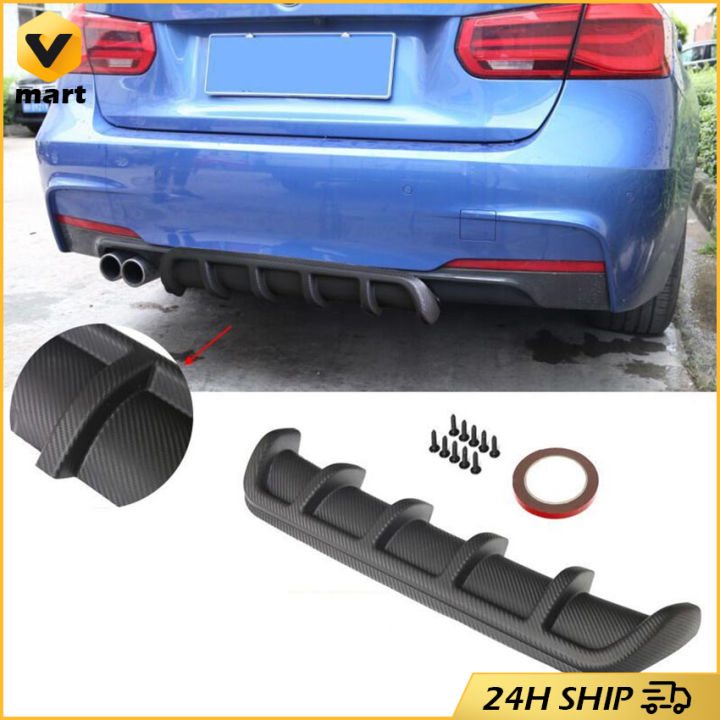 Universal Rear Diffuser Shark Curved Add on Bumper Lip Kit Glossy Black ...