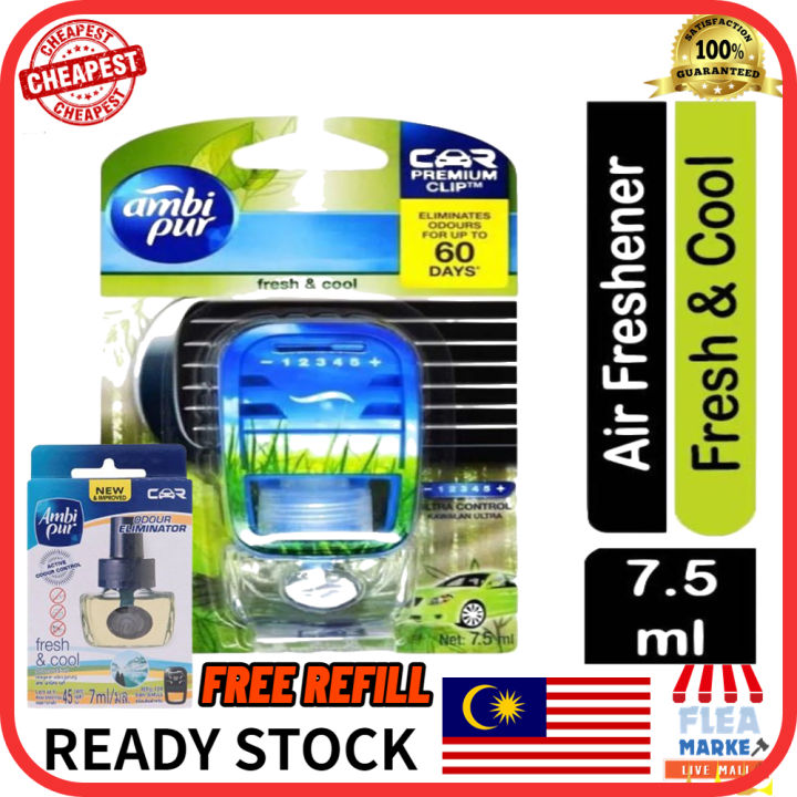 Ambi Pur Car Air Freshner - FRESH AND COOL , 7ml + 7ml Pack with ...
