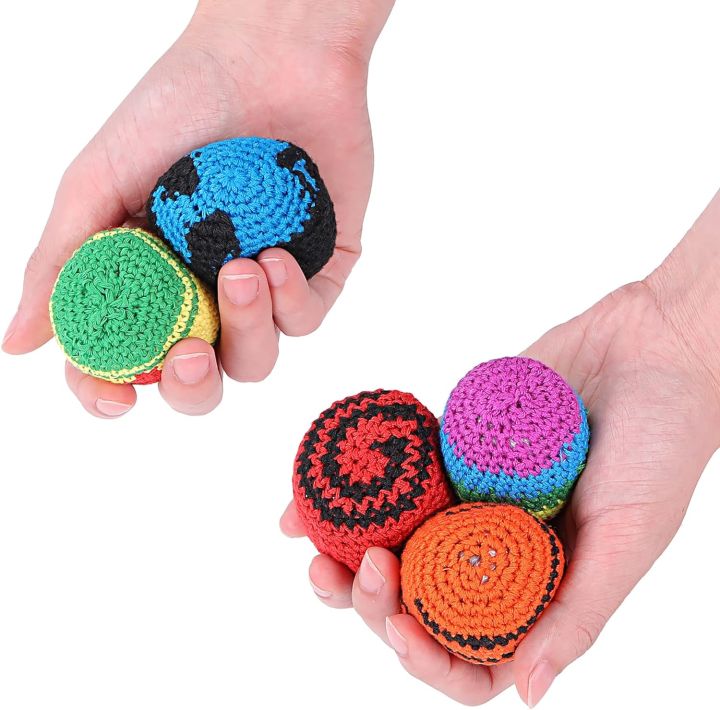 Blulu 5 Pieces Funny Hacky Ball Sacks Assoerted Colors Woven Kickball ...