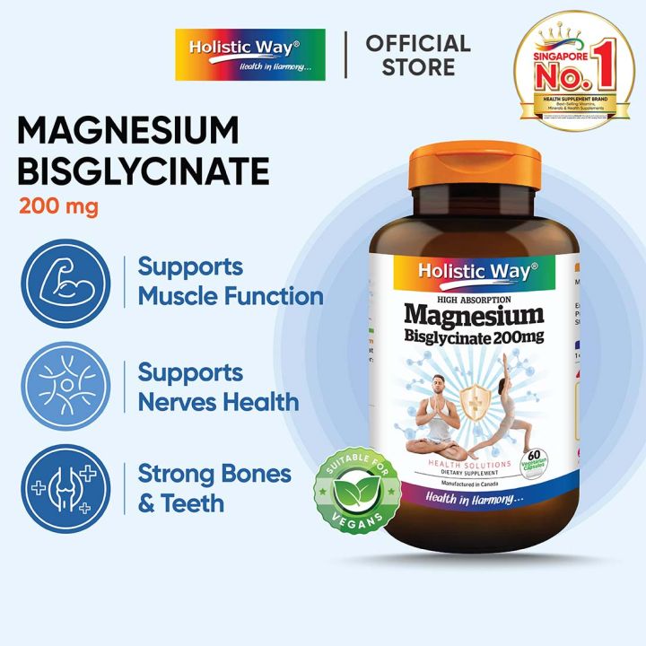 Holistic Way Magnesium Bisglycinate 200mg – Supports Muscle Function ...