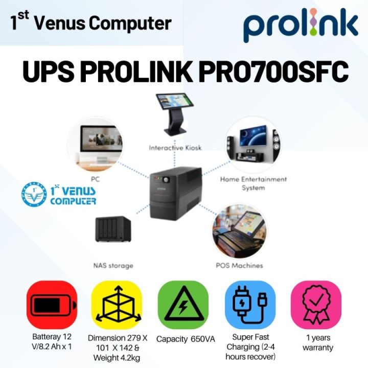 UPS PROLINK PRO700SFC Super Fast Charging Line Interactive 650VA ...