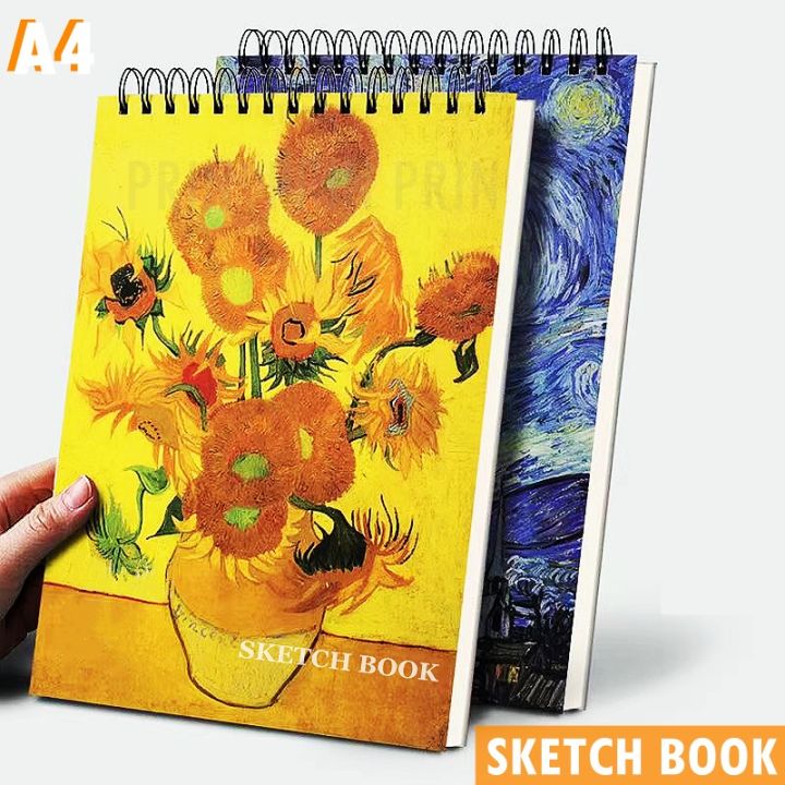 A4 Van Gogh Spiral Sketchbook Big Thick Drawing Notebook College Sketch ...