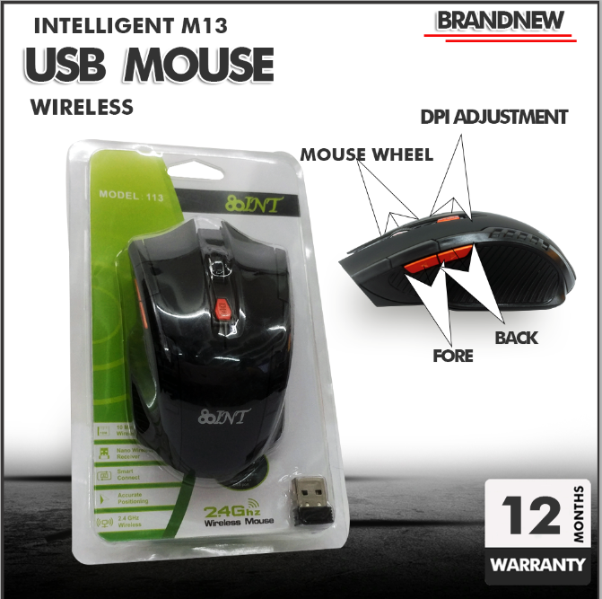 Wireless Mouse / INT M113 / 10 meters wireless range / with 2.4GHz Nano ...