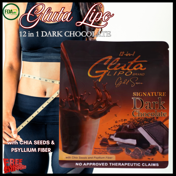 Gluta Lipo Gold Series Fiber Coffee + Dark Chocolate (25g x 10 sachets ...