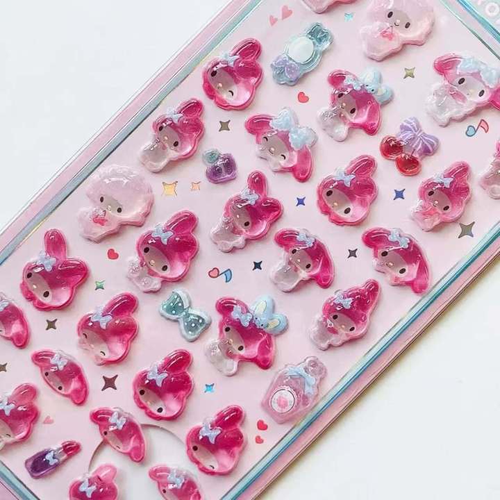 Cute Anime Hellokitty Kuromi Cinnamoroll 3D Sanrio Stickers Transparent ...