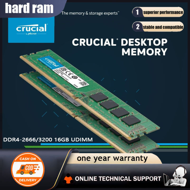 Crucial 16GB DDR4-2666/3200 UDIMM Memory for Desktop (CT16G4DFS8266 ...