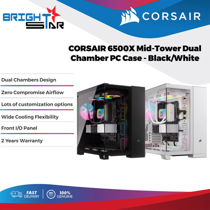 CORSAIR 6500X Mid Tower Dual Chamber PC Case - Black/White | Lazada