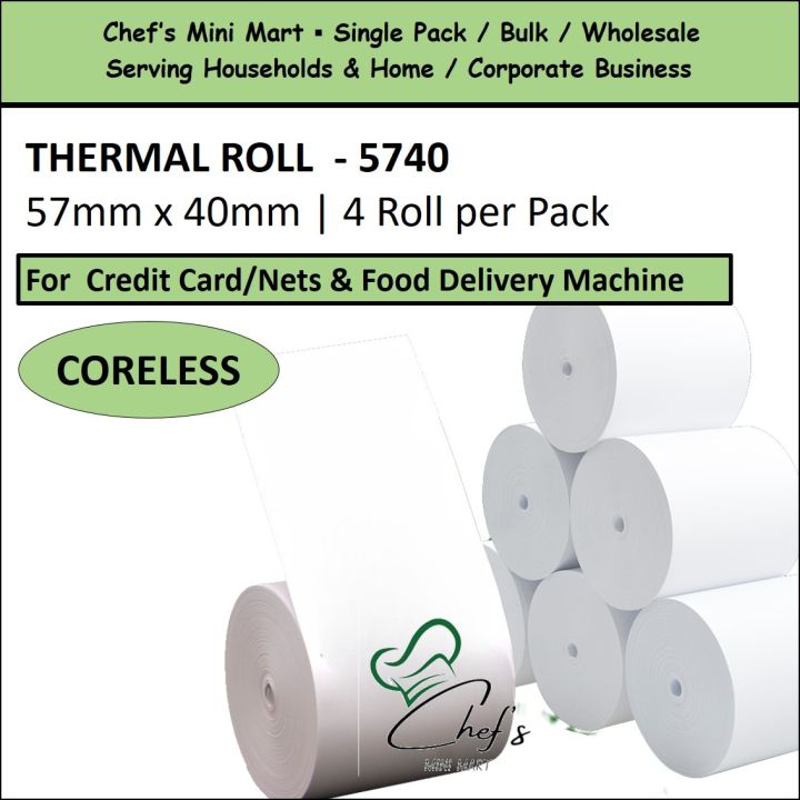 [SG STOCK] CORELESS 5740 Thermal Paper Roll 57mm x 40mm | Nets Credit ...