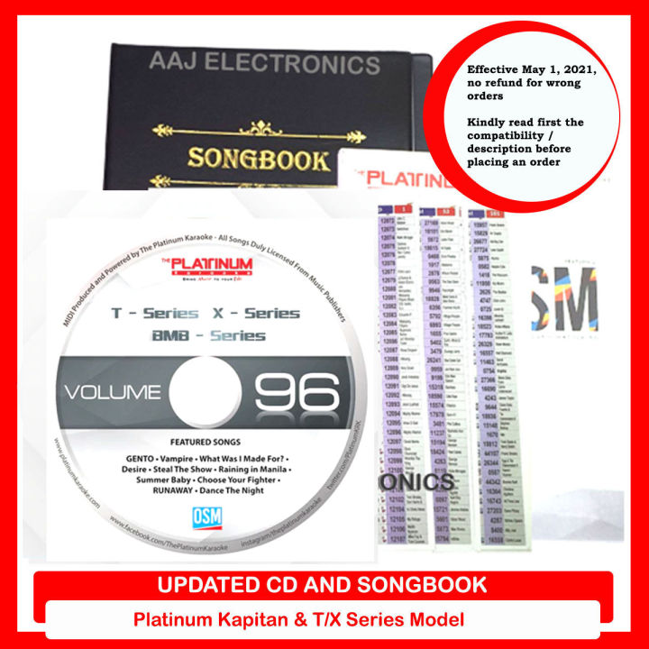 Updated CD and Songbook - Platinum Kapitan, T/X Series Only Volume 96 (updated as of December ...