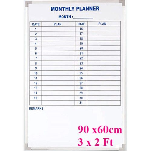 MONTHLY Planning Board Magnetic Planner Whiteboard Aluminium Frame (3 X ...
