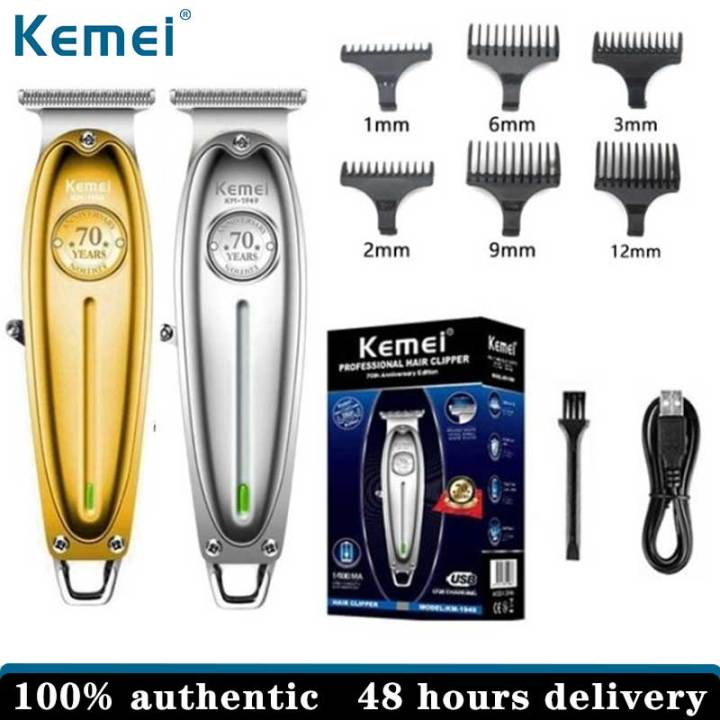 Kemei KM-1949 Professional Finishing Hair Clipper Men Electric Cordless Hair Trimmer T-Blade ...