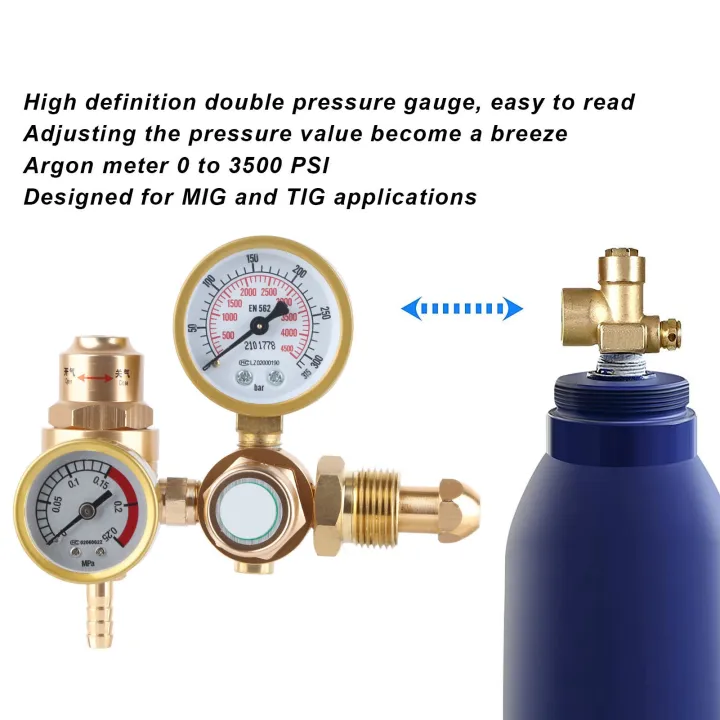 Gas Welding Regulator Energy Saving Argon CO2 Regulator Gauge Accurate ...