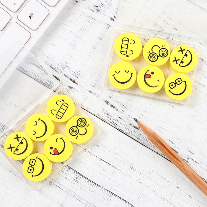 AS Smiley Emoji Eraser School Supplies ( 6pcs mini eraser/pack ...