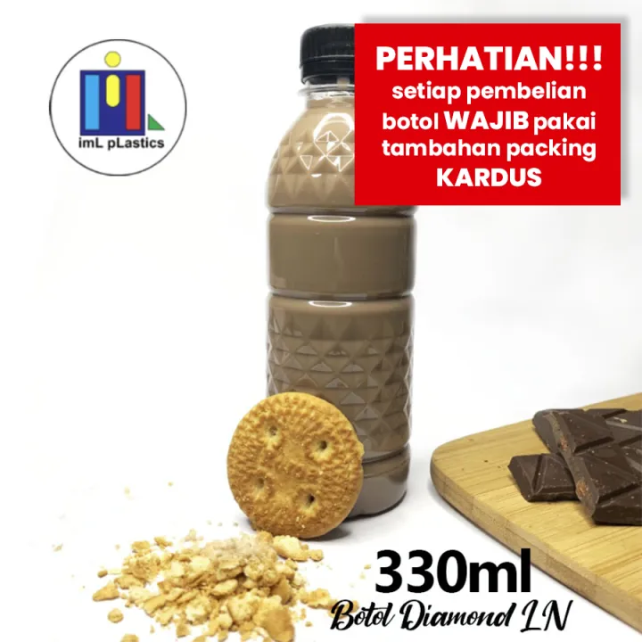 BOTOL PLASTIK 330 ml / Botol Diamond / Sari Kedelai + Tutup LN - 10 pcs ...