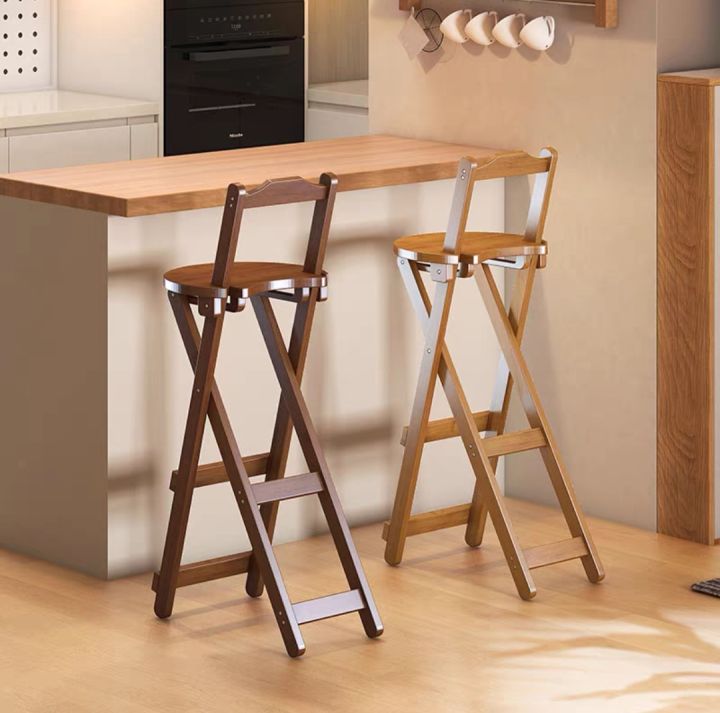 (Heavy Duty)Natural Solid Wood Folding Stool High Stool Chair Bar Stool ...