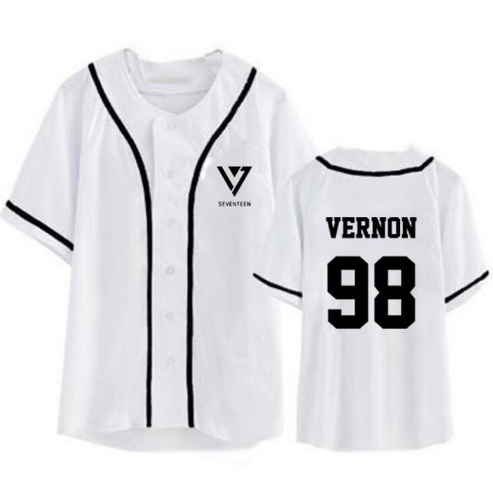 Kpop Seventeen Member Name Print White Baseball Jersey Seventeen Summer ...