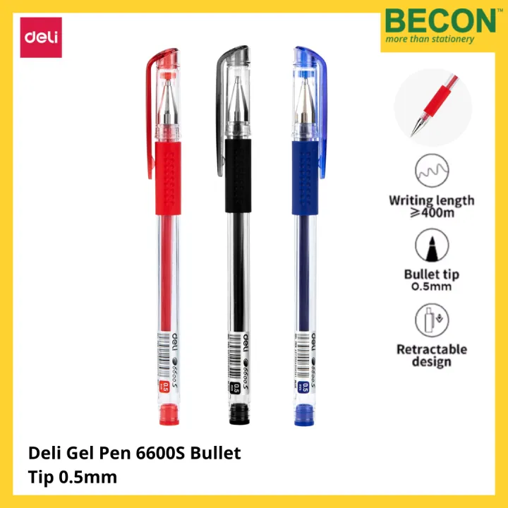 Deli Gel Pen 6600S Bullet Tip 0.5mm ( Black | Blue | Red ) 1 Pieces ...