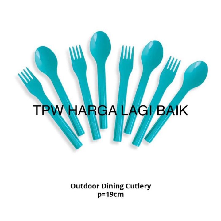 Tupperware Outdoor Dining Cutlery Set Cutleries Sudu Garfu Plastik Travel Portable Camping Spoon Fork Dinnerware Lazada