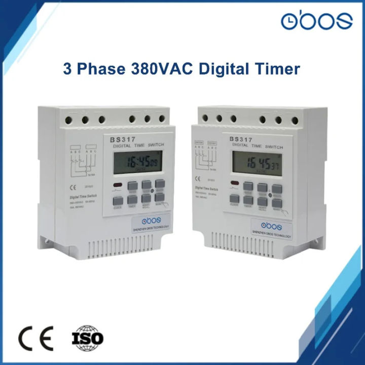 OBOS brand 415VAC 25A three phase programmable timer switch din timer ...