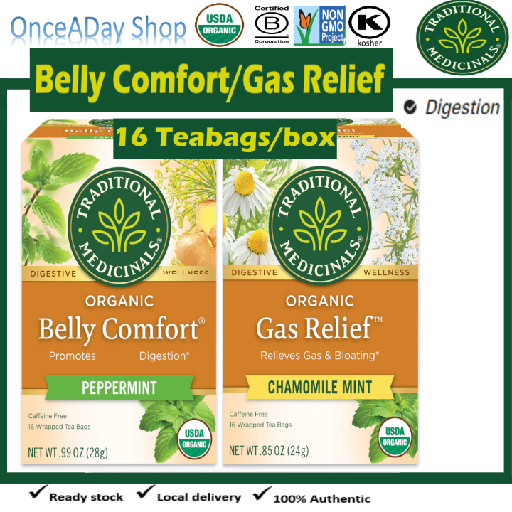 Traditional Medicinals, Organic Gas Relief Tea Chamomile Mint /Belly ...