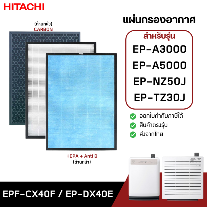 แผ่นกรองเครื่องฟอกอากาศ Hitachi รุ่น EP-A3000, EP-A5000, EP-NZ50J (แผ่นกรอง รุ่น EPF-CX40F, EP ...
