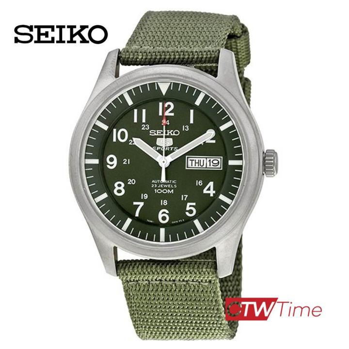 Seiko 5 Sports นาฬิกาผู้ชาย สายผ้าร่มเขียว Automatic รุ่น SNZG09K1 ...