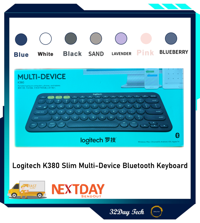 Logitech K380 Slim Multi-Device Bluetooth Keyboard (Windows, Mac ...