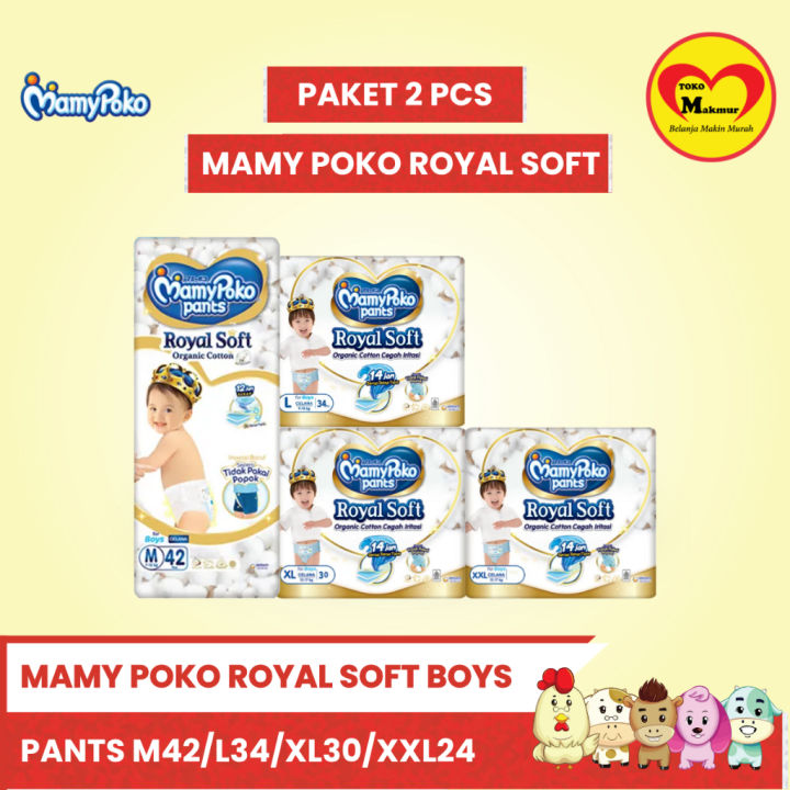 Mamy Poko Pants Royal Soft Boys M42 - L34 - XL30 - XXL24 PAKET 2 PCS ...